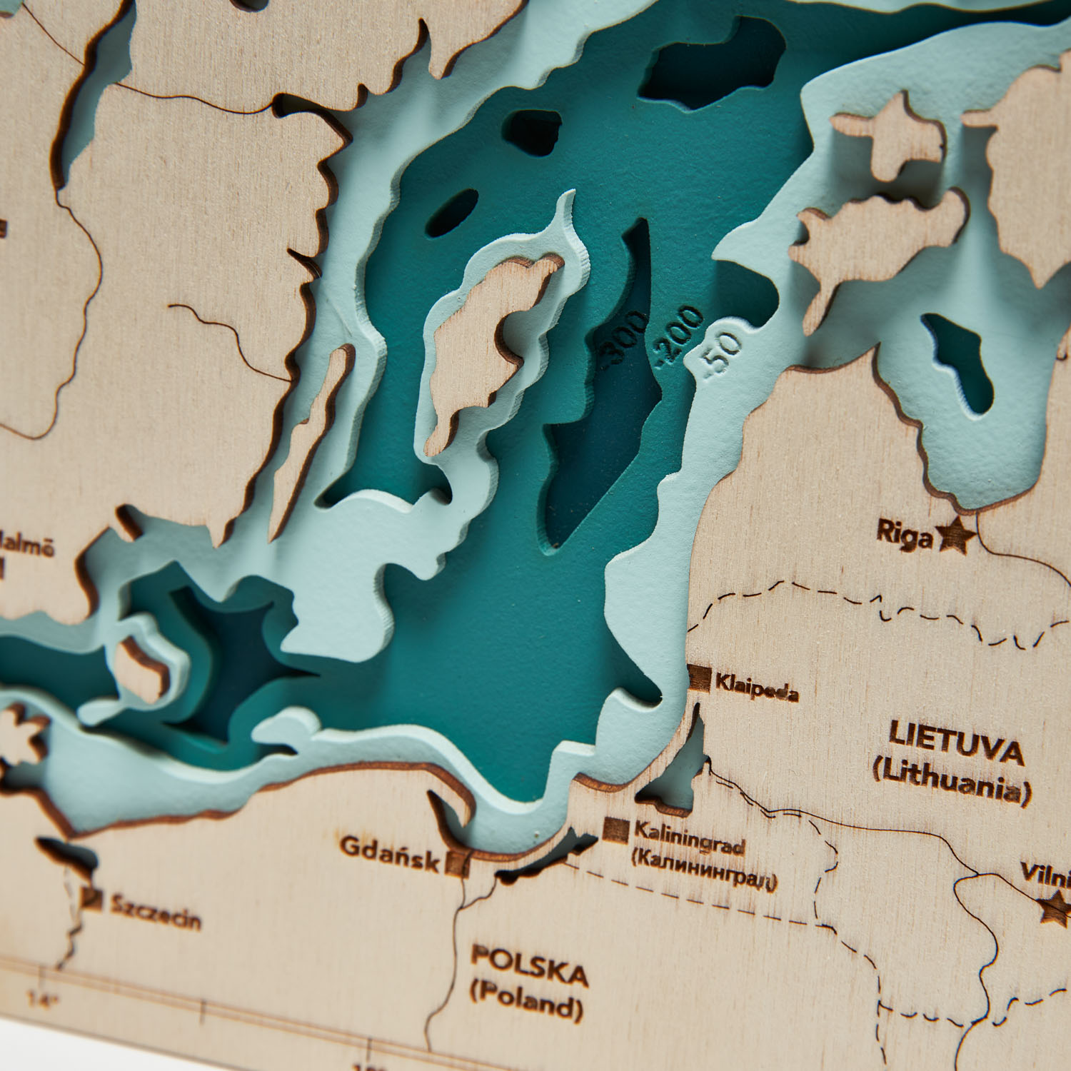 Drewniana Mapa Morza Bałtyckiego - Mała, Głębokość Bałtyku, Mapa ...